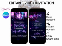 Editable Euphoria Disco Birthday Invitation – Canva Template