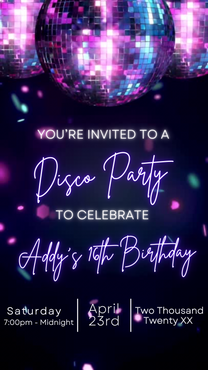 Editable Euphoria Disco Birthday Invitation – Canva Template